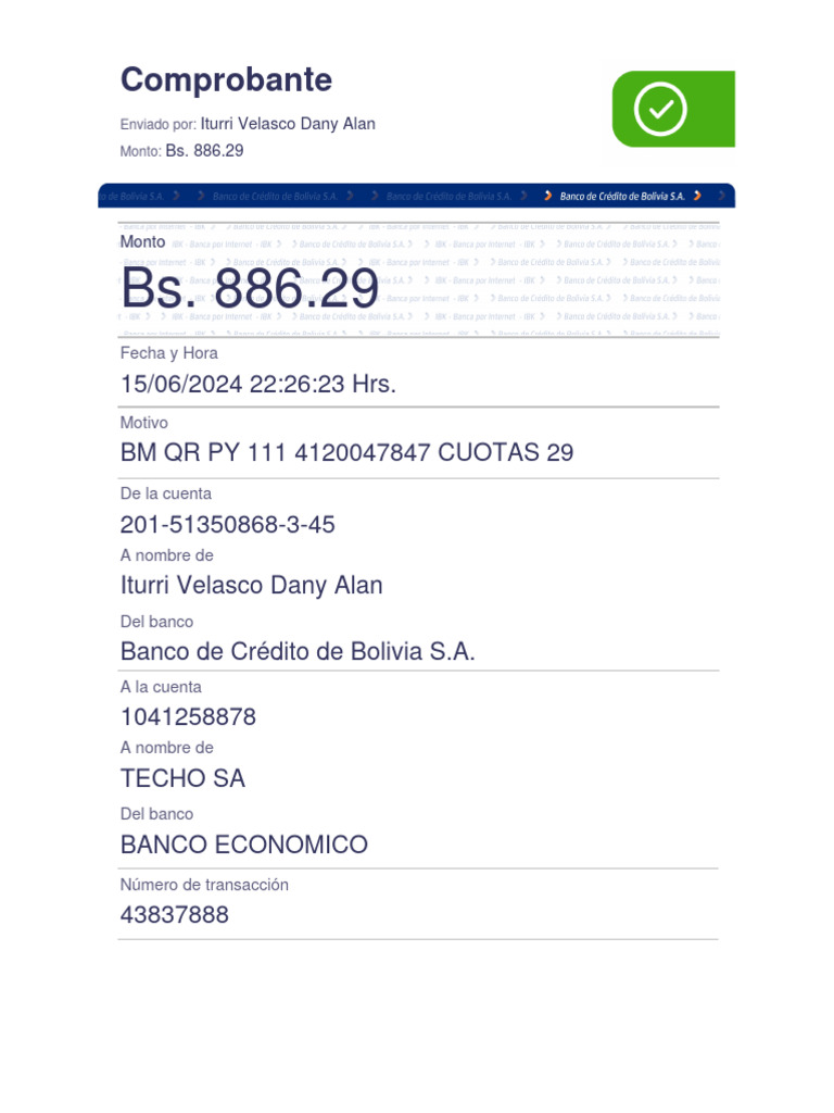 Comprobante TRANSFERENCIA QR | PDF