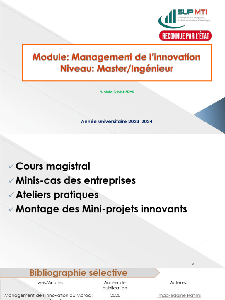 Cours sur le Management de l'Innovation | PDF | Innovation | Gestion de ...