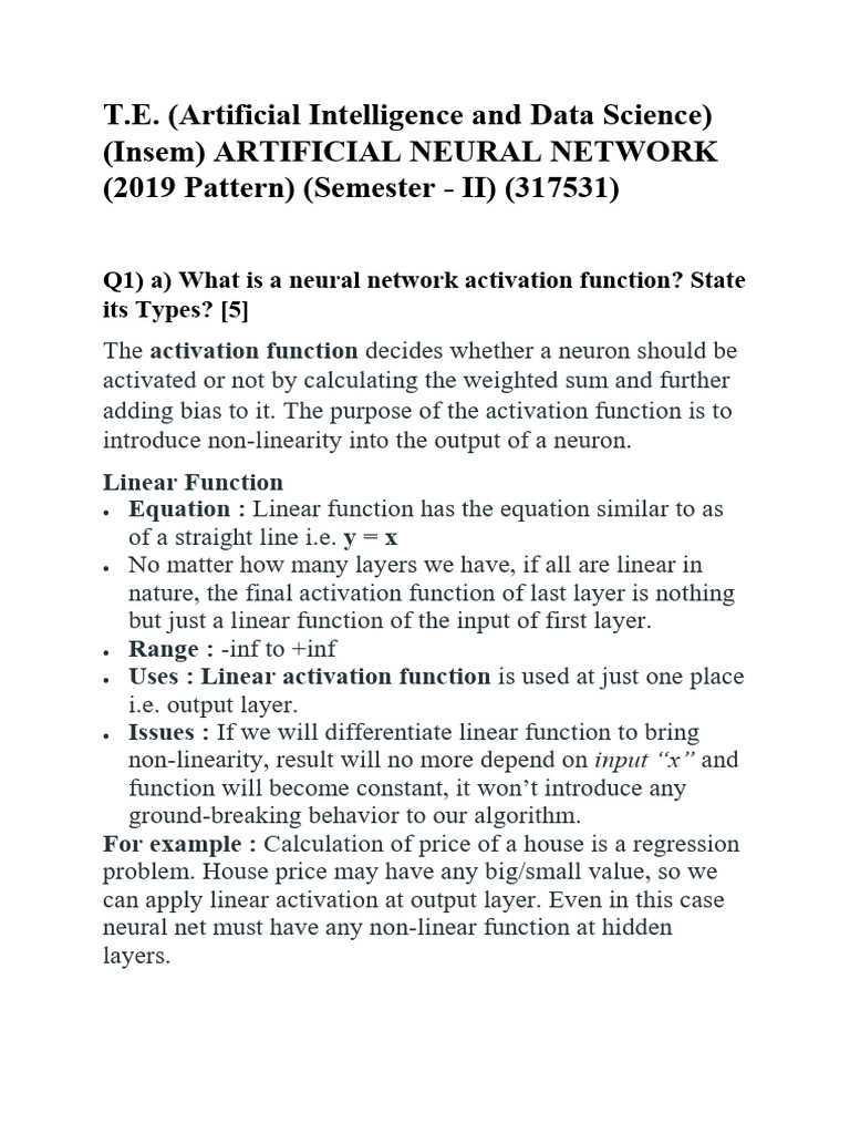ANN (SPPU AI&DS Insem Solved Question Paper 2019 Pattern) | PDF | Artificial Neural Network ...