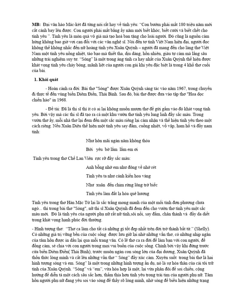 Sóng - Xuân Qu NH | PDF