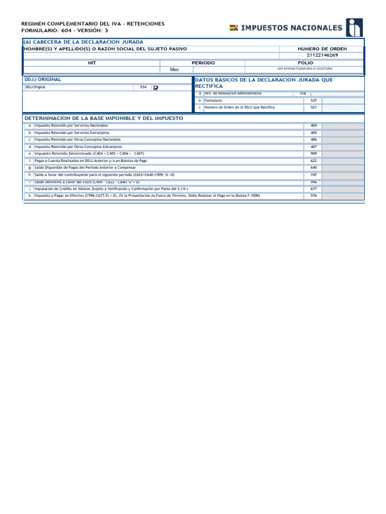 Formulario 604 | Descargar gratis PDF | Impuestos | Servicios (economía)