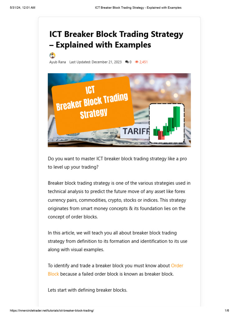 ICT Breaker Block Trading Strategy - Explained With Examples | PDF | Market Trend | Order (Exchange)