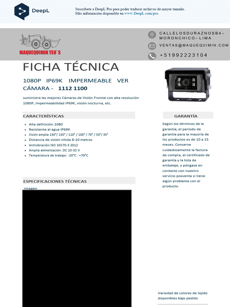 DATA SHET 1112 1100 Es | PDF | Vídeo | Grabación