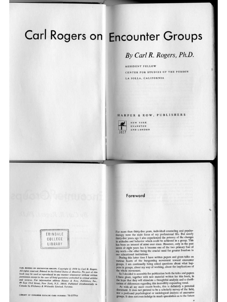 Carl R. Rogers - Carl Rogers On Encounter Groups-Harper & Row (1970) | PDF