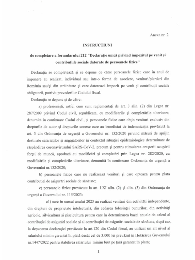 Instructiuni D212 2024 | PDF