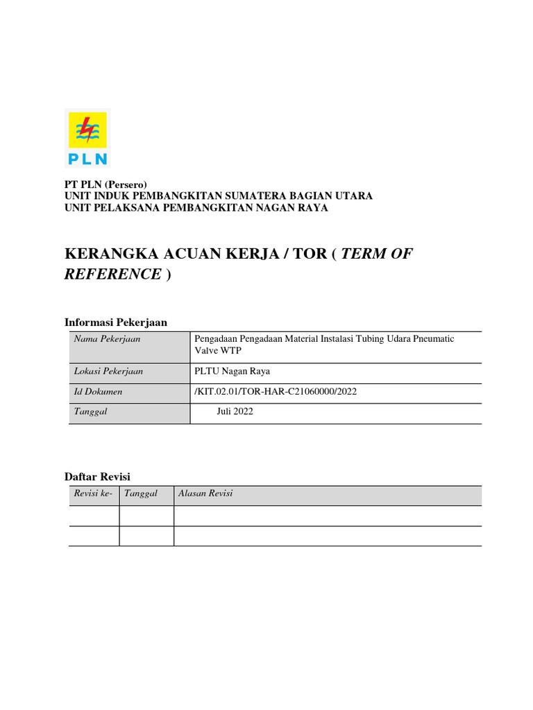 Pengadaan Material Pneumatic Valve WTP PLTU | PDF