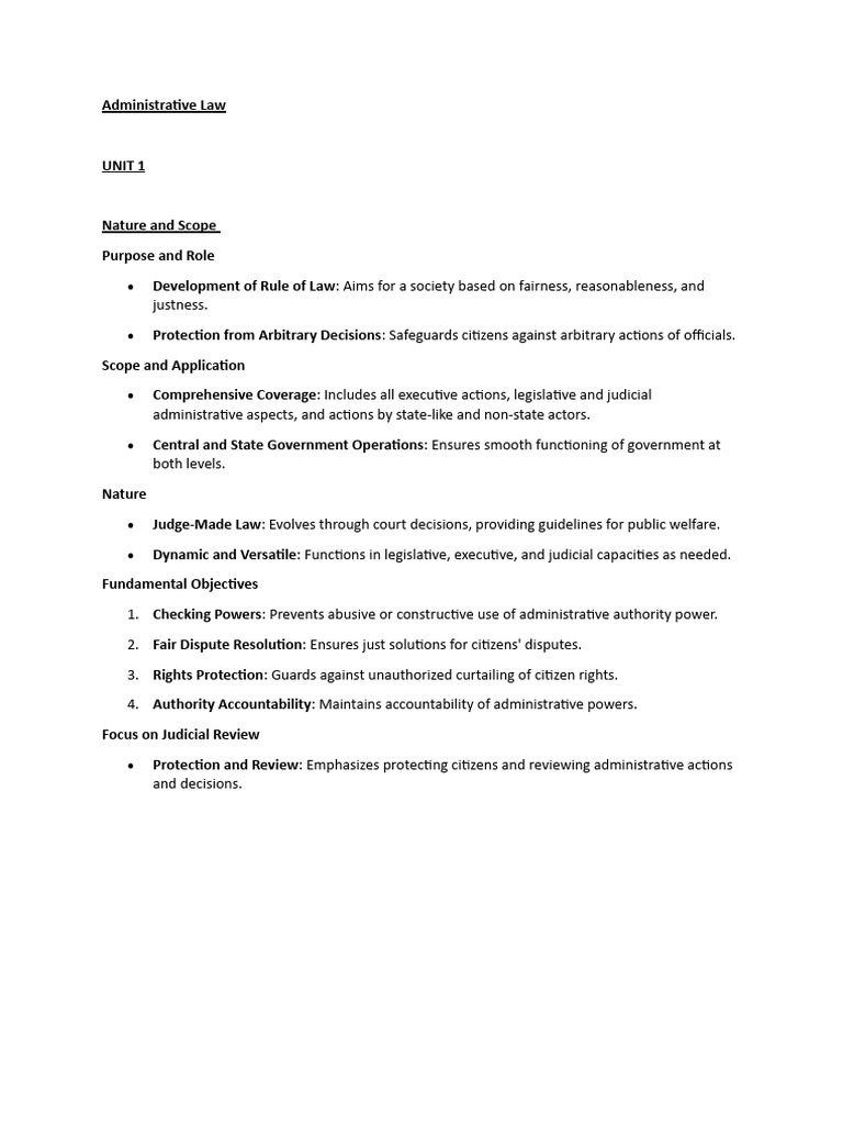 Administrative Law UNIT 1 | PDF | Separation Of Powers | Administrative Law