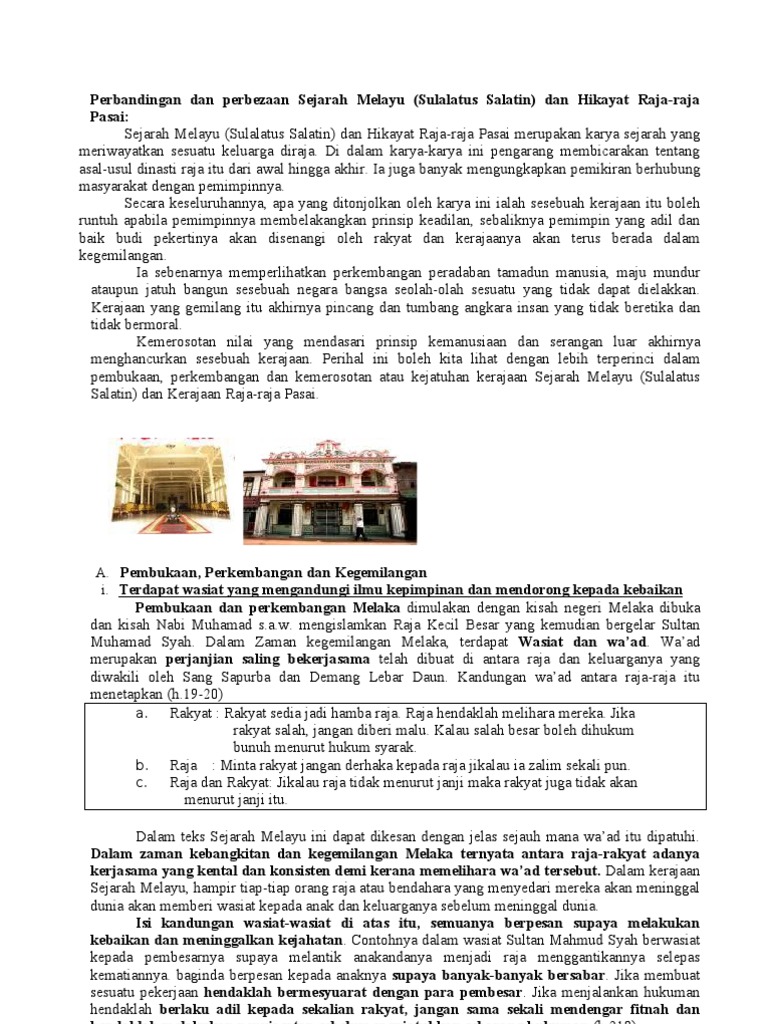 Per Banding An Dan Perbezaan Sejarah Melayu (Sulalatus Salatin) Dan ...