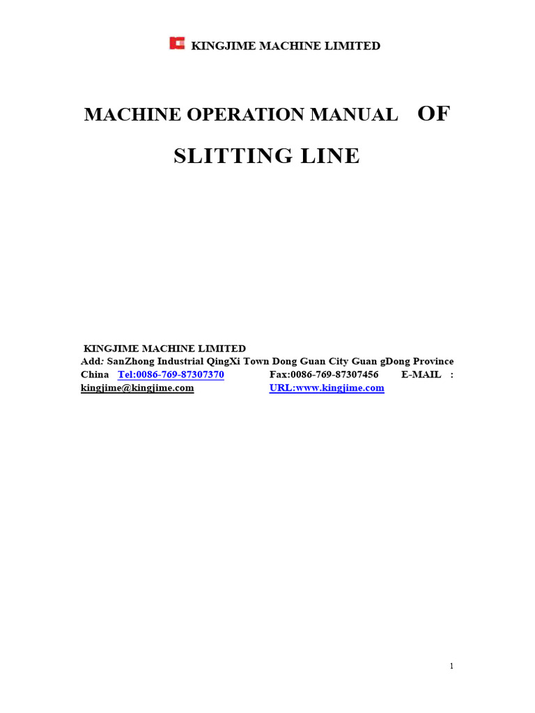 Slitting Machine Operation Manual | PDF | Sheet Metal | Bearing ...