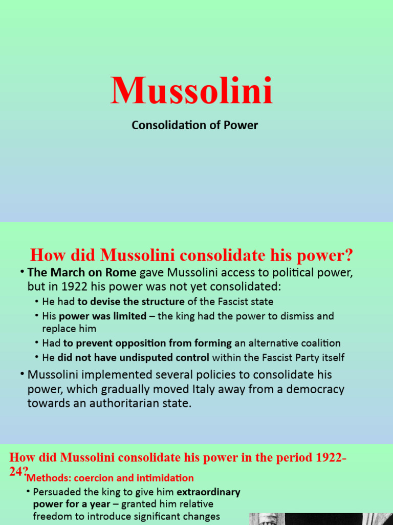 Grudic Italy p1 and Mussolini p2 Part 2 Consolidation of Power | PDF ...