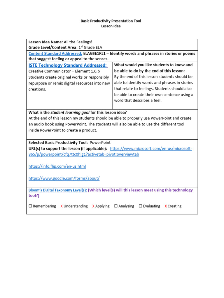 Basic Productivity Tools Lesson | PDF | Microsoft Power Point | Project Based Learning