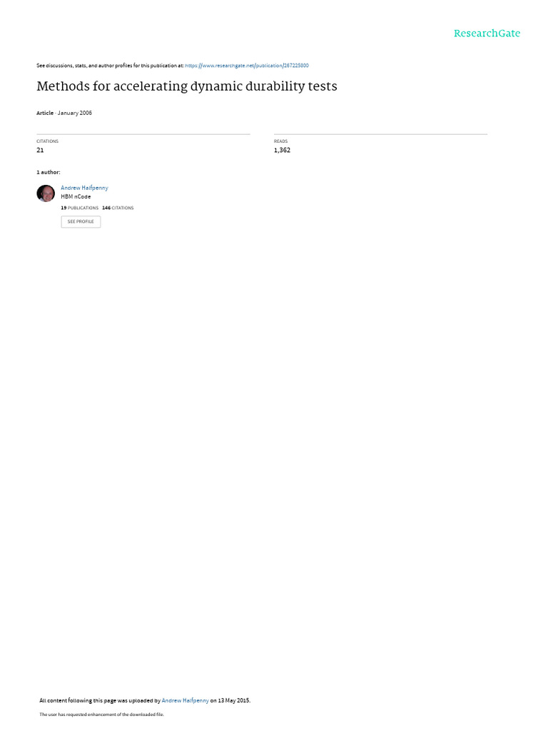 Methods For Accelerating Dynamic Durability Tests | PDF | Spectral ...