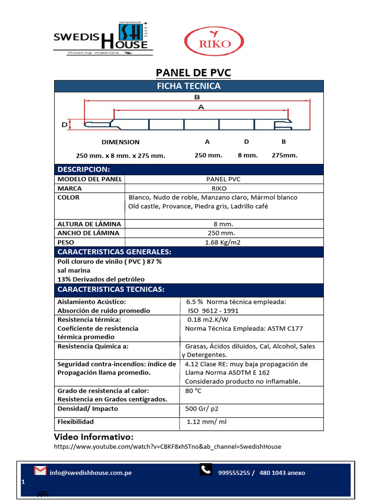 Ficha Técnica-Paneles PVC - SWEDISHHOUSE | PDF