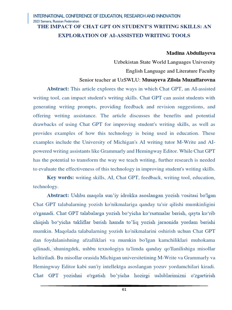 Chat GPT On Writing | PDF | Artificial Intelligence | Intelligence (AI ...