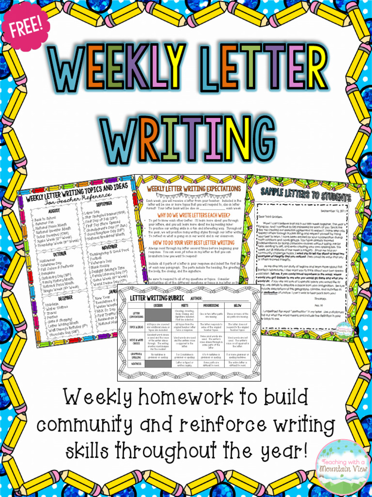 Weekly Homework To Build Community and Reinforce Writing Skills ...