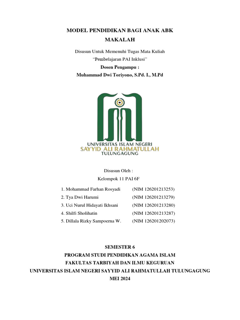 Makalah Kel 11 Pembelajaran PAI Inklusi | PDF Makalah Kel 11 Pembelajaran PAI Inklusi | PDF