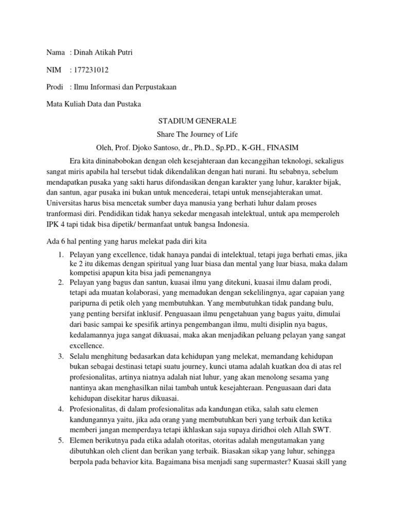 Stadium Generale - Dinah Atikah Putri - 177231012 | PDF