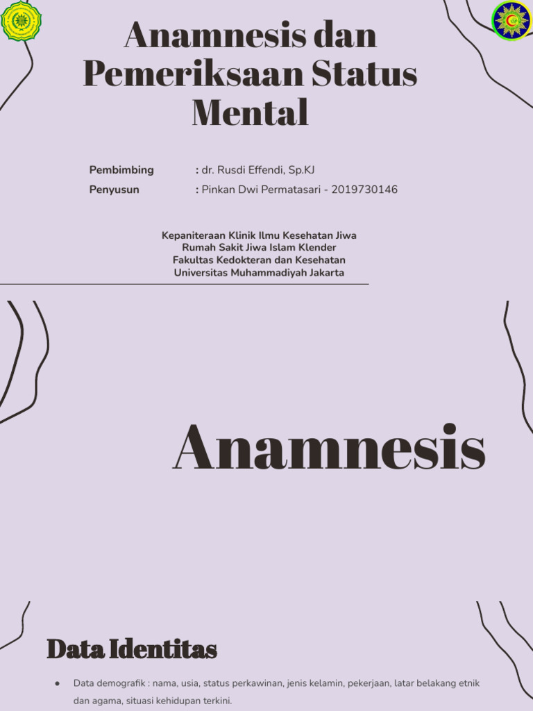 Refreshing Anamnesis Dan Pemeriksaan Status Mental | PDF | Kesehatan ...