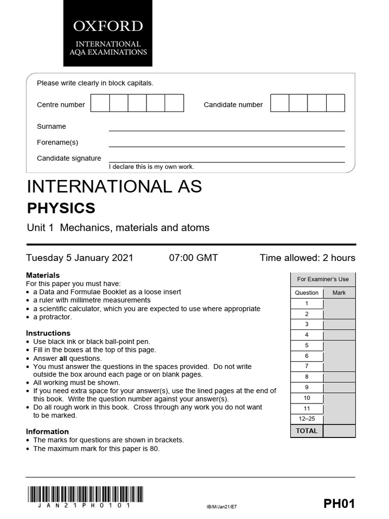 International AS Physics Exam Paper | PDF | Atomic Nucleus | Proton