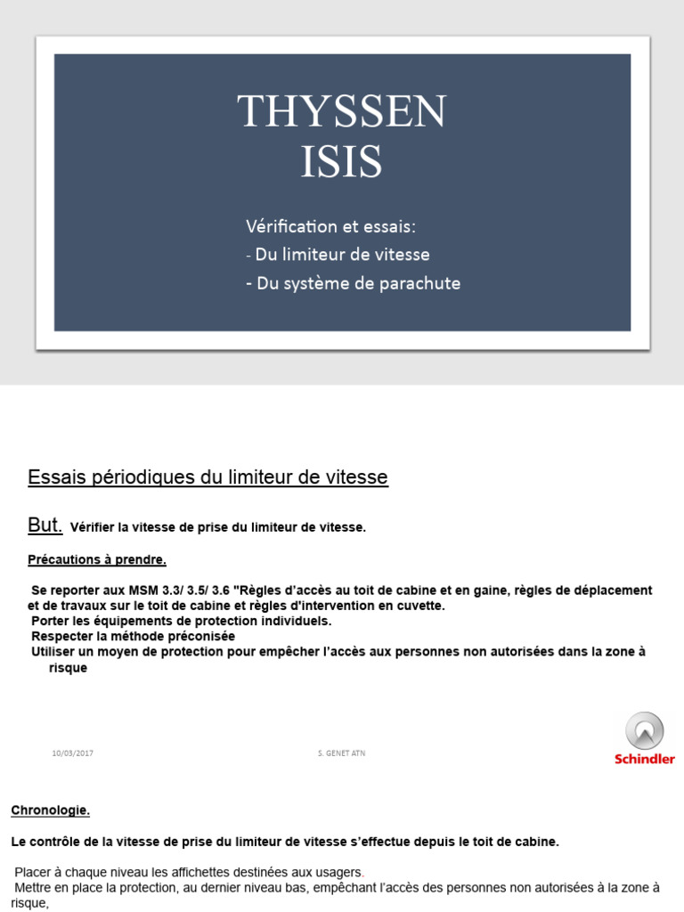 Thyssen Limiteur + Parachute ISIS M | PDF | Interrupteur | Frein