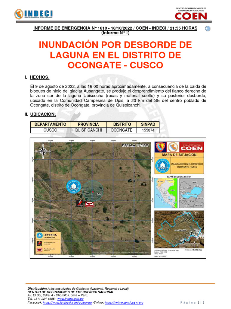 Informe de Emergencia #1610 18oct2022 Inundación Por Desborde de Laguna ...