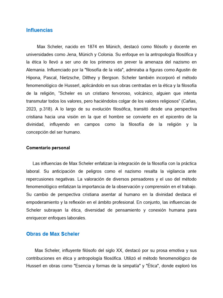 Max Scheler: Ética y Valores Humanos | PDF | Immanuel Kant | Moralidad