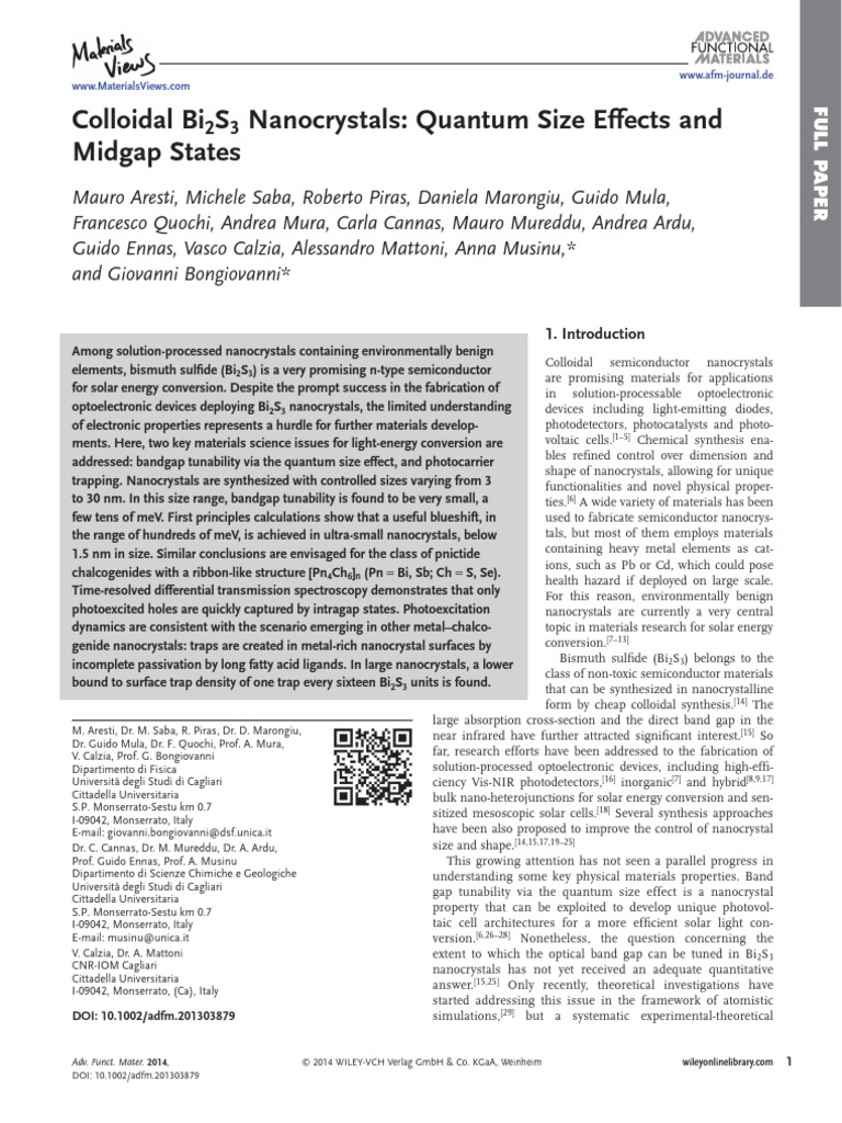 Bi2s3 Paper Pdf X Ray Crystallography Transmission Electron
