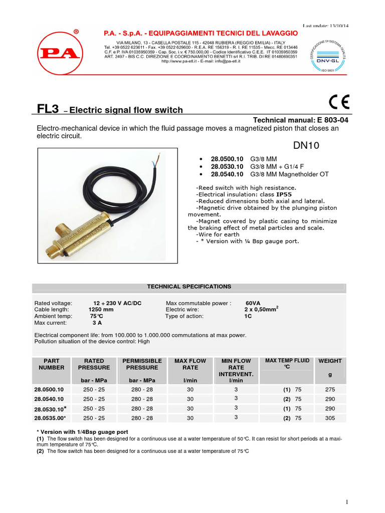 fl3 - 803 04 en | PDF | Switch | Valve
