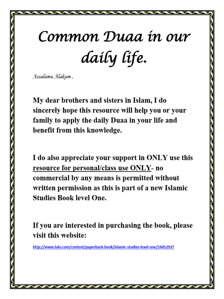 Common Duaa in Our Daily Life | PDF | Monotheism | Arabs