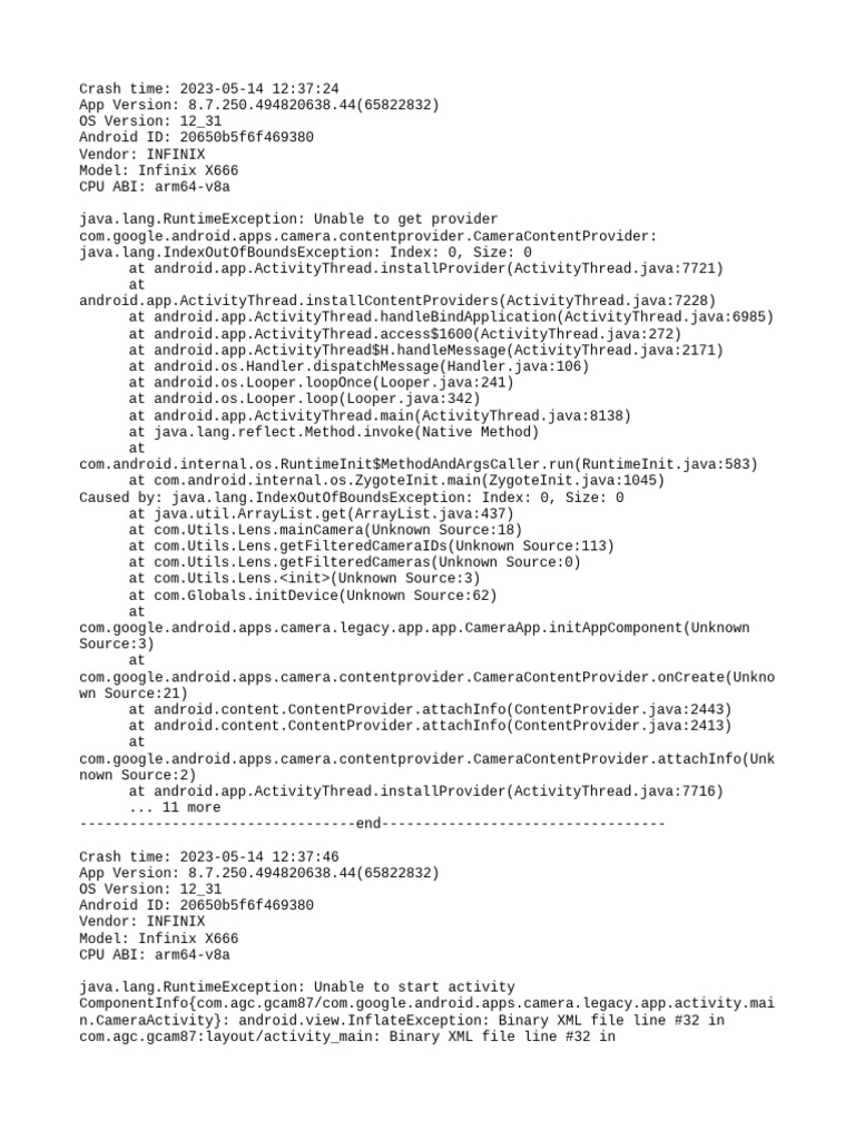 crash_20230514 | Download Free PDF | Java (Programming Language) | Android (Operating System)