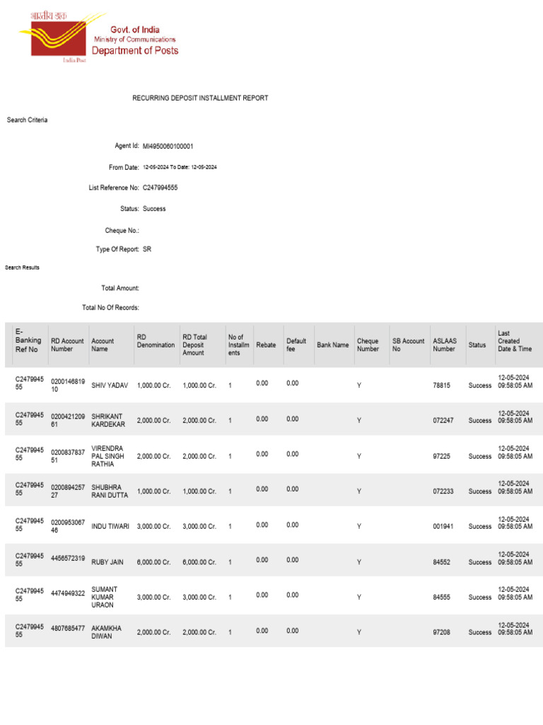 Recurring Deposit Installment Summary | PDF | Banking | Financial Services