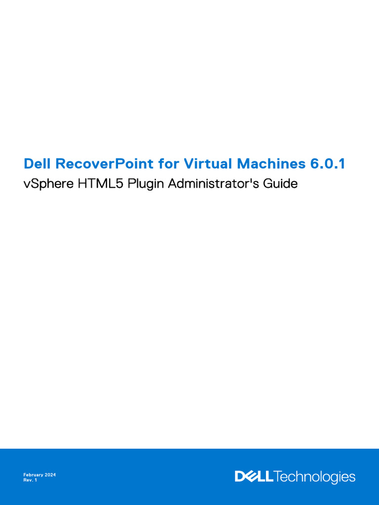 Dell RecoverPoint VMs 6.0.1 Admin Guide | PDF | Virtual Machine | Software