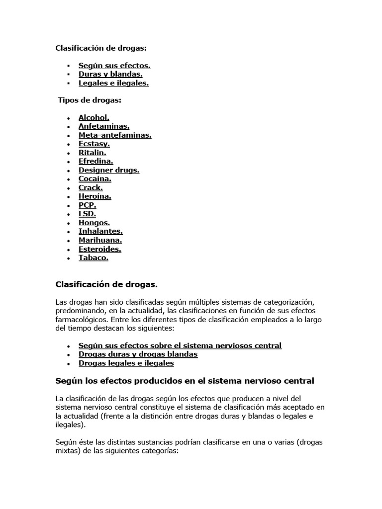 Clasificación De Drogas Pdf Drogas Heroína