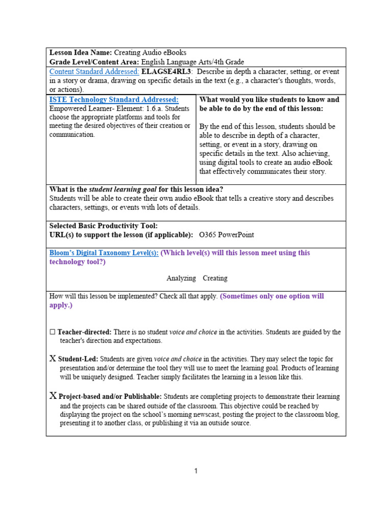 BPT Lesson Plan | PDF | Learning | Creativity