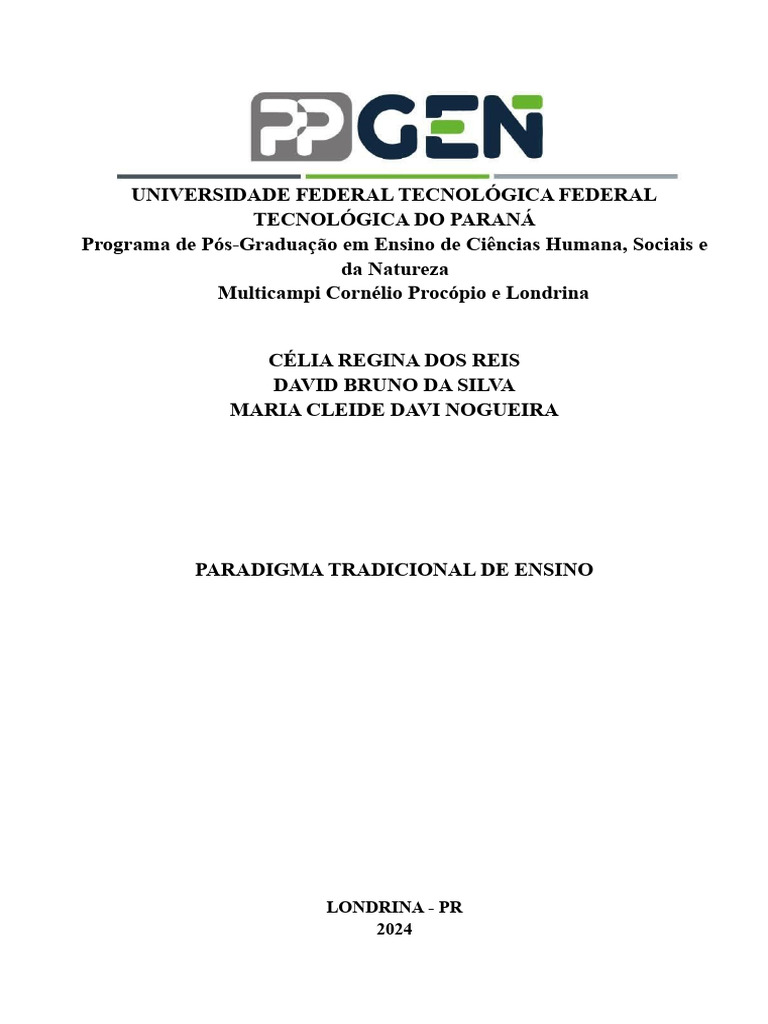 Argumentação Sobre o Paradigma Tradicional de Ensino - Final | PDF ...