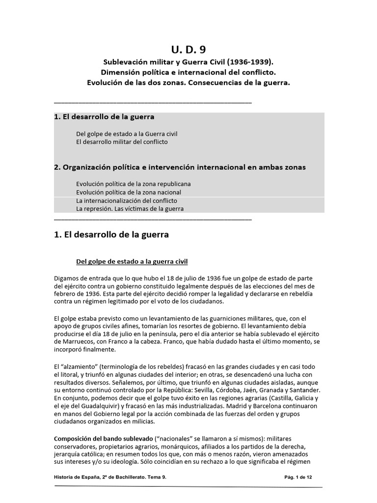 Guerra Civil Española: Desarrollo y Consecuencias | PDF | Francisco ...