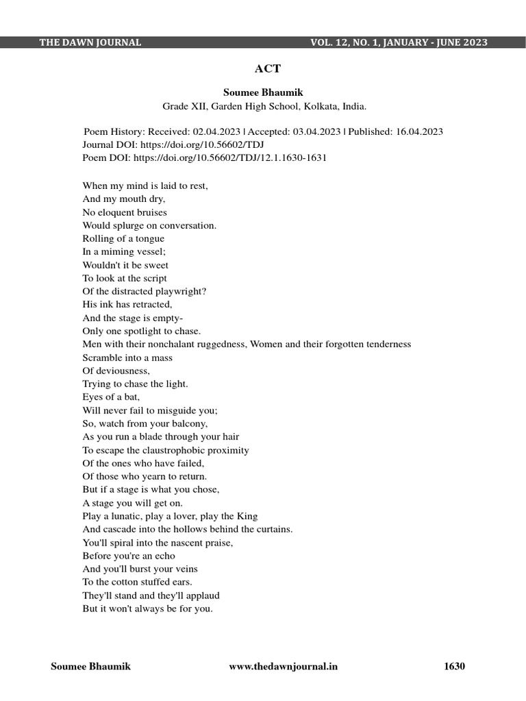13 Soumee Bhaumik Poem 2 - Syll - Sylla | PDF | Writing