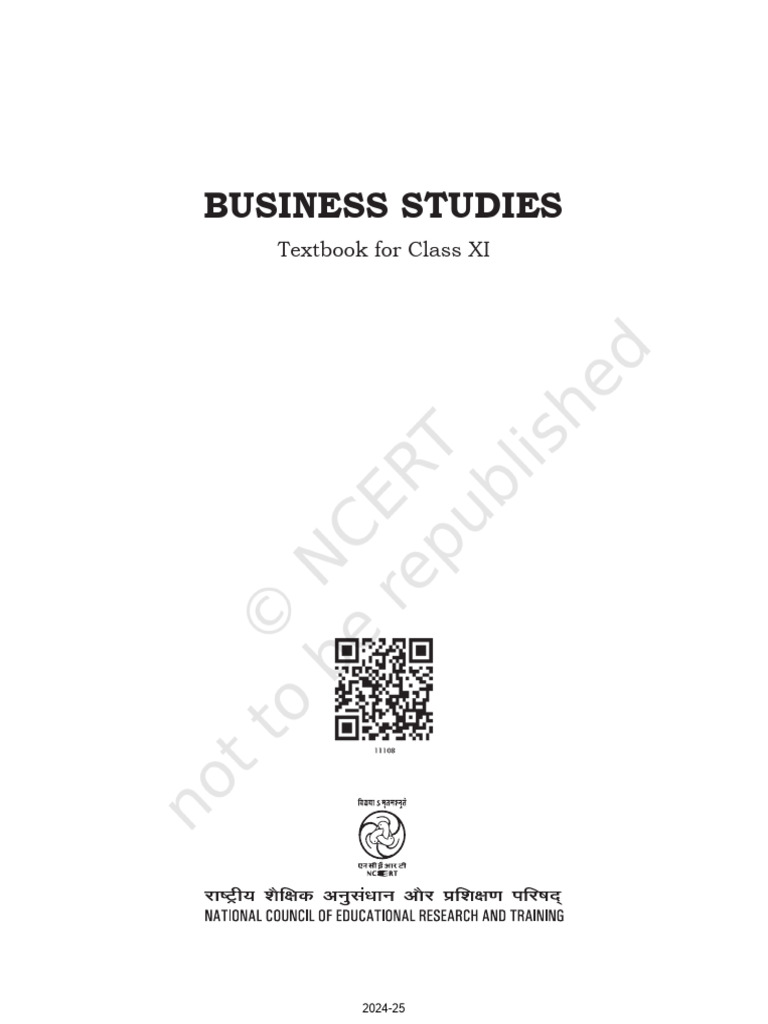 Class XI Business Studies Textbook 2024-25 | PDF