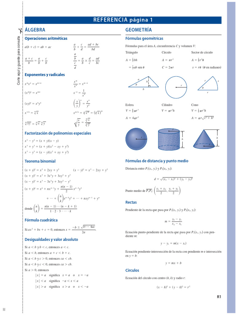 Formulario Mate 1 | PDF | Funciones trigonométricas | Geometría euclidiana