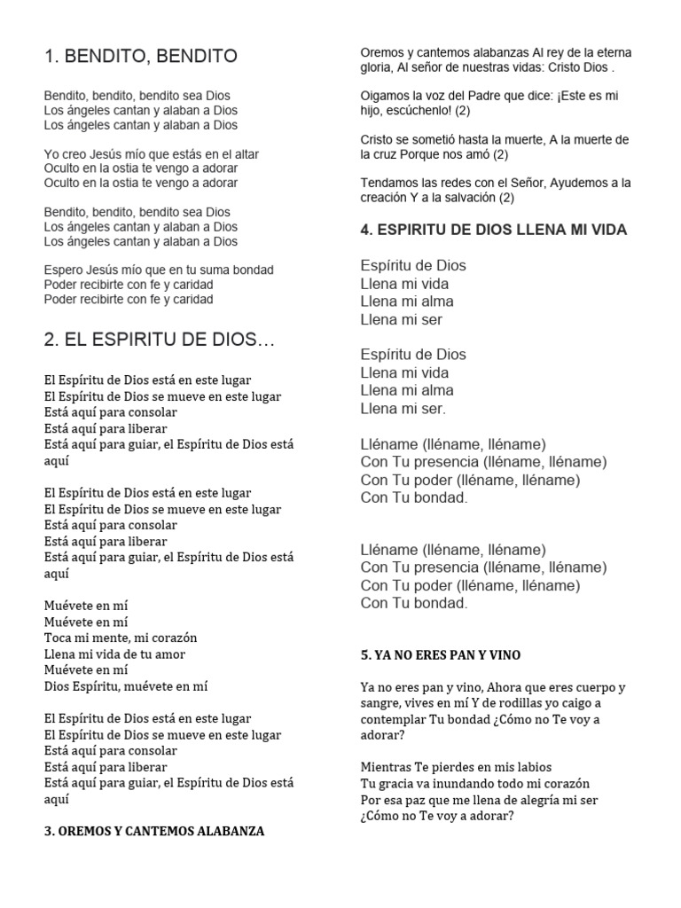 Cantos Hora Santa | PDF | eucaristía | espíritu Santo