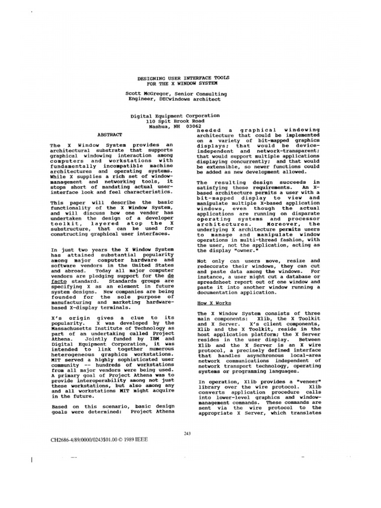 IEEE - Designing USER interface Tools for the X Window System | PDF IEEE - Designing USER interface Tools for the X Window System | PDF