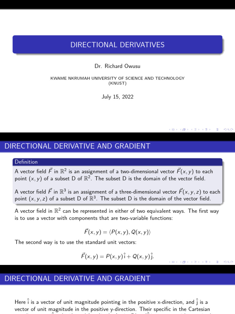 Directional Derivative | PDF | Euclidean Vector | Multivariable Calculus Directional Derivative | PDF | Euclidean Vector | Multivariable Calculus