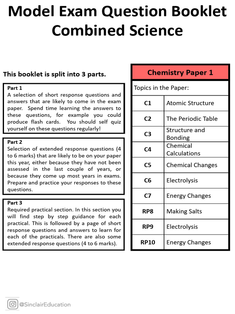 Chemistry Paper 1 Model Answer Booklet CS | PDF | Atomic Nucleus | Chemical Reactions