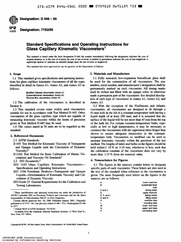 Astm D446 | PDF | Viscosity | Physical Phenomena