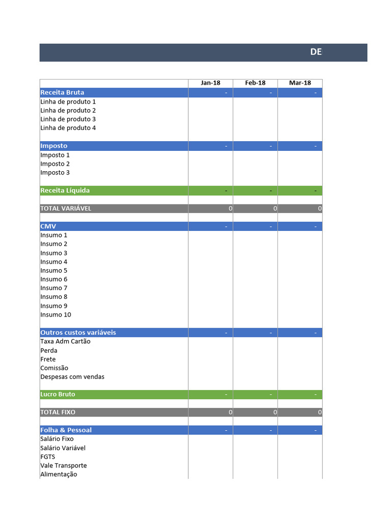 Modelo de Dre - Demonstrativo de Resultado Mensal | PDF | Impostos | Salário