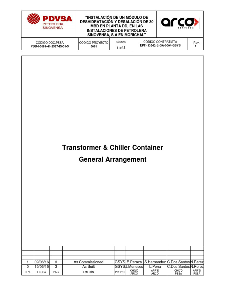 Transformer & Chiller Container General Arrangement | PDF