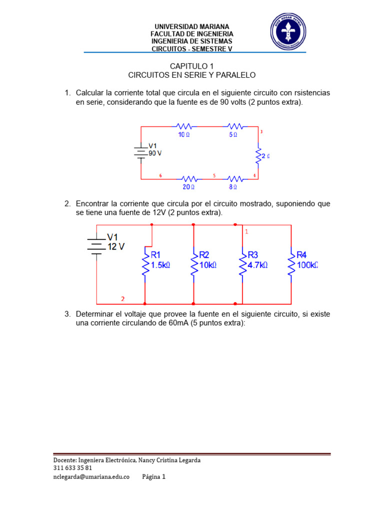 Ejercicios Circuitos Serie, Paralelo y Mixto | PDF