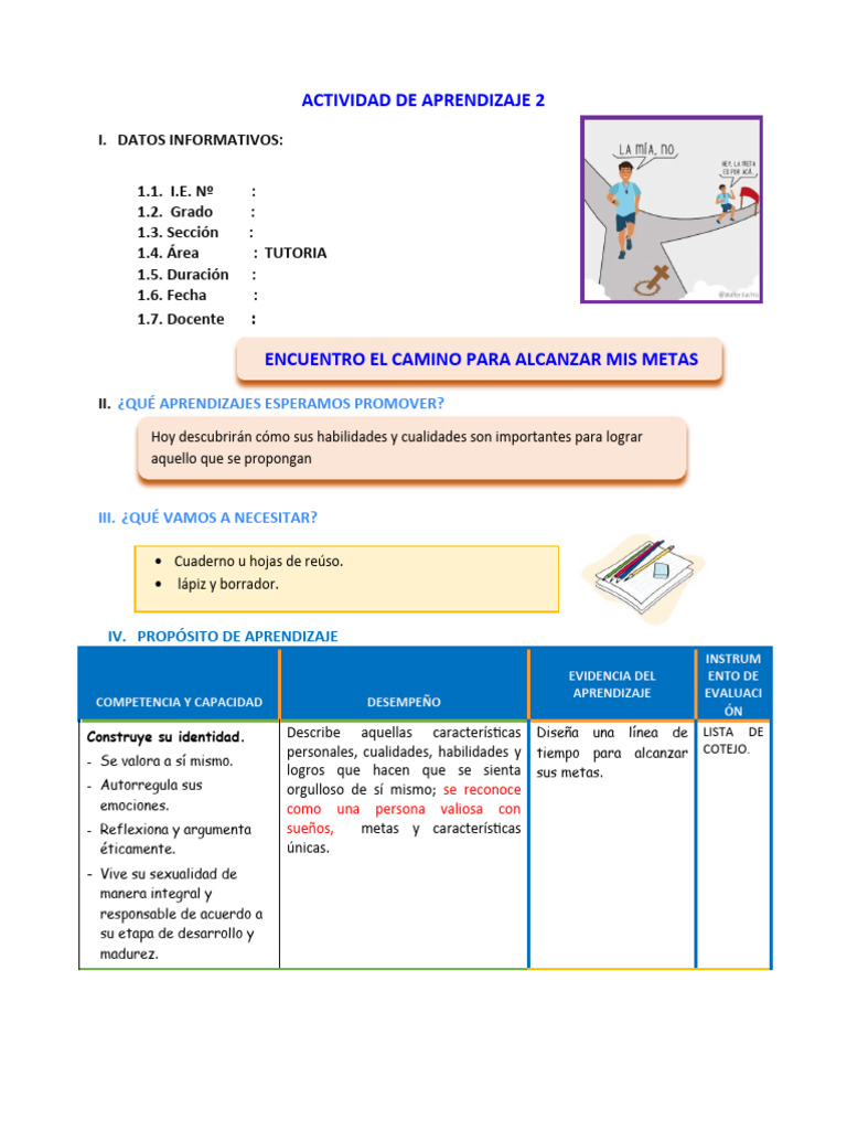 D2 A2 Sesión Encuentro El Camino para Alcanzar Mis Metas | PDF ...