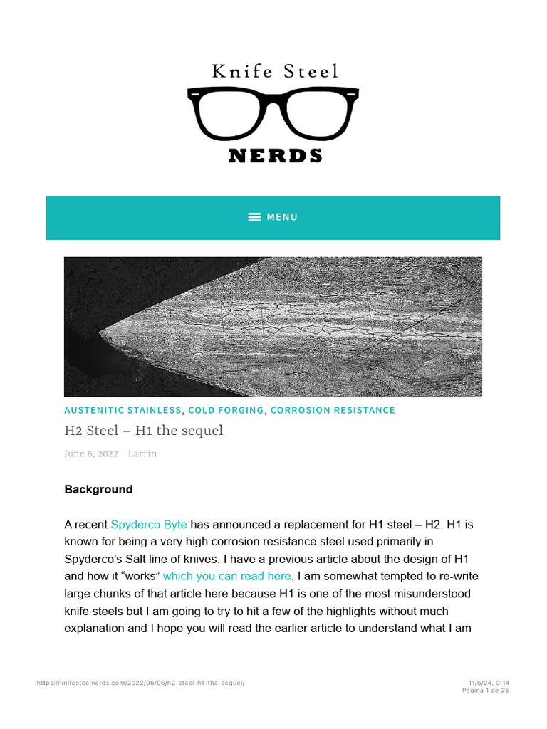 H2 Steel - H1 The Sequel - Knife Steel Nerds | PDF | Steel | Stainless Steel
