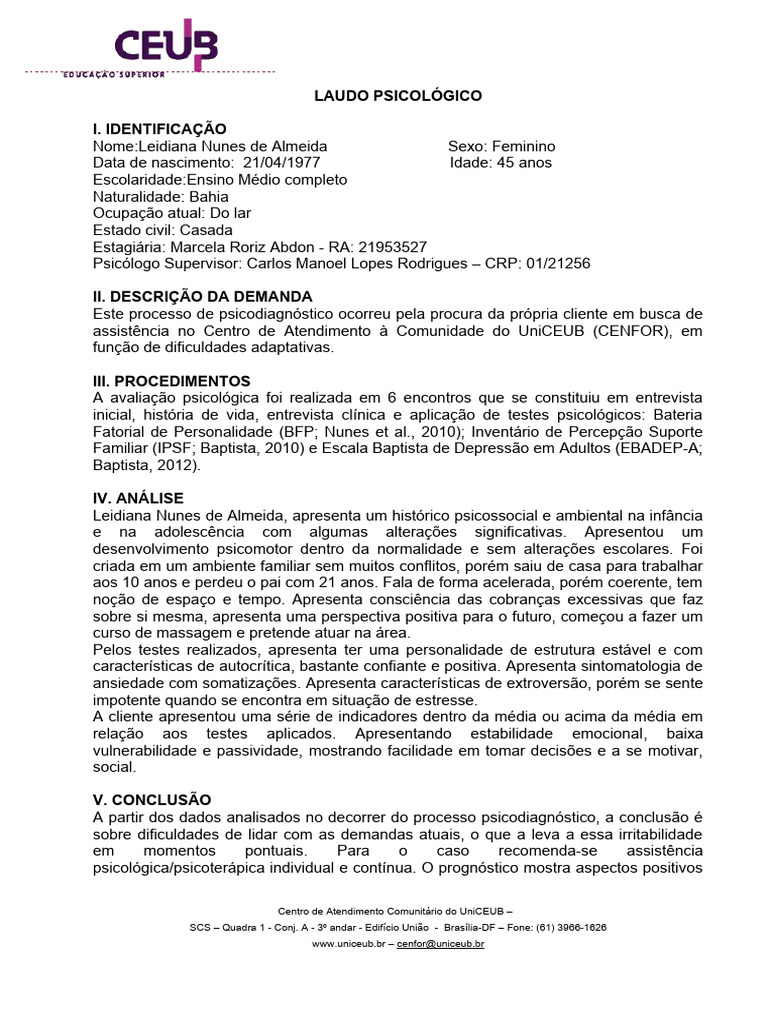 Modelo De Laudo De Tdah Significado